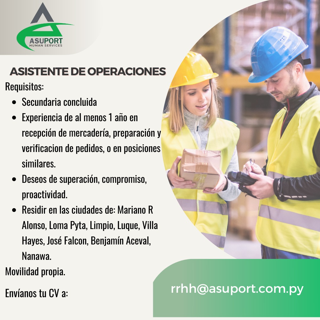 Asistente de Operaciones – Portal Laboral Asuport